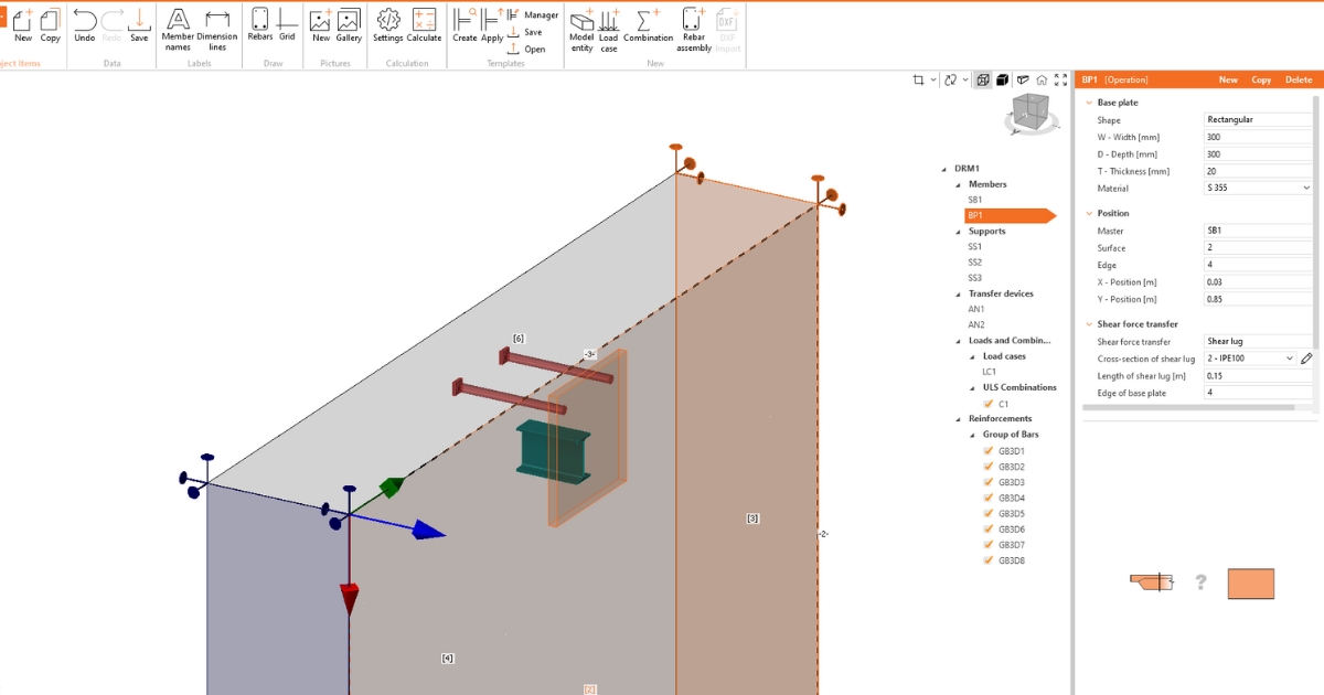 Shear transfer through anchors, shear lugs, and friction | IDEA StatiCa
